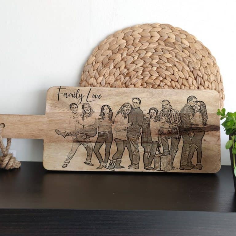Gepersonaliseerde borrelplank met foto gravure – XL -40x20 cm-Mango ...